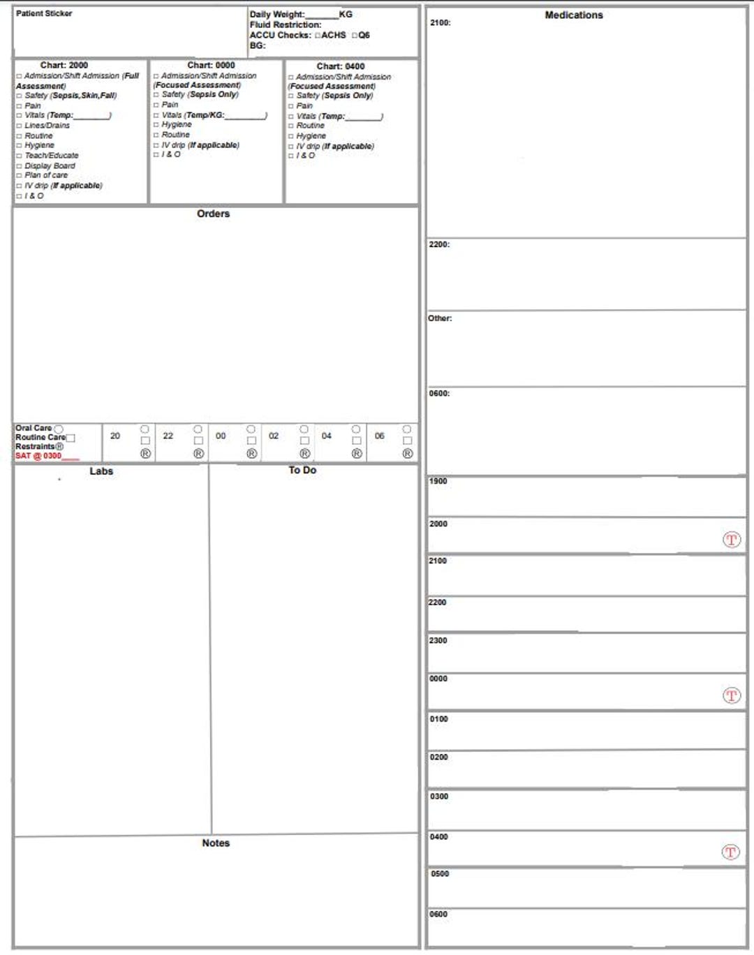 ICU Titration, Medication, and to Do Sheet - Etsy