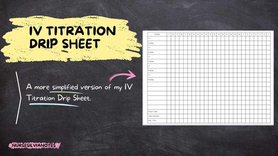 IV Drip Titration Sheet simplified Version - Etsy