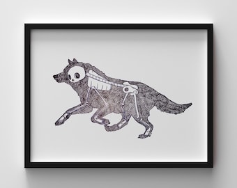 wolf skeleton drawing