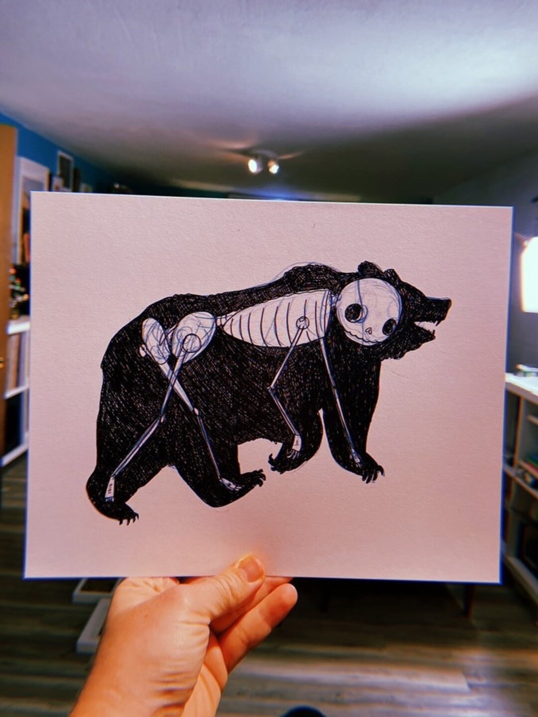 Hand Drawn Bear Skeleton Print, 8x10 Print and 5x7 Prints, Grizzly ...