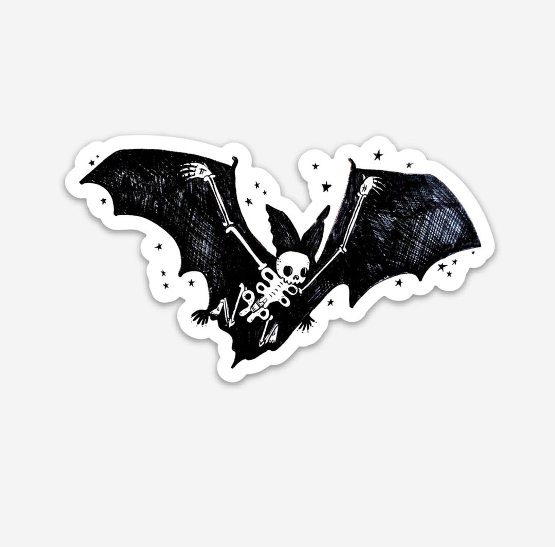 Bat Skeleton Sticker, Water Bottle Sticker, Laptop Sticker, Waterproof ...