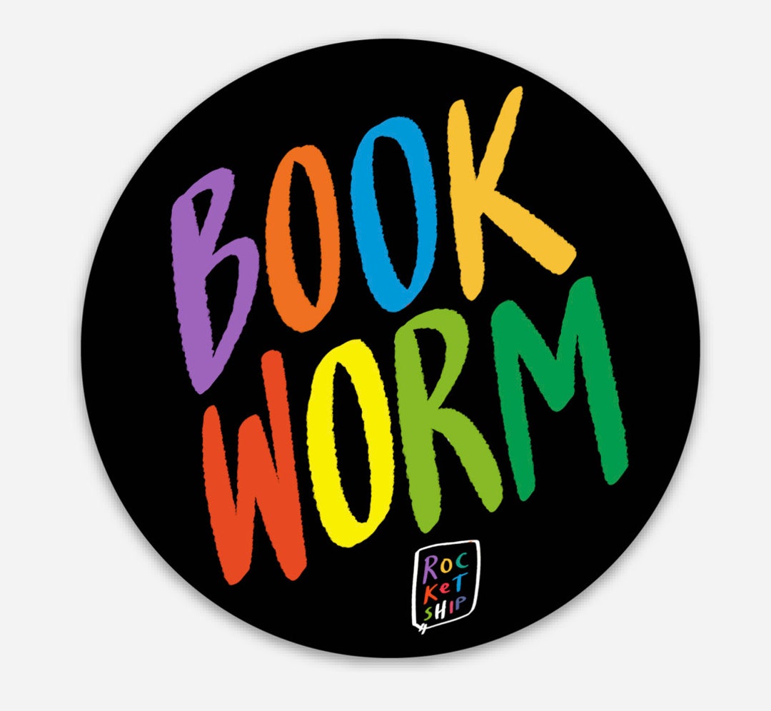 Book Worm 3" Round Waterproof Sticker for Book Lovers, Book Worms ...