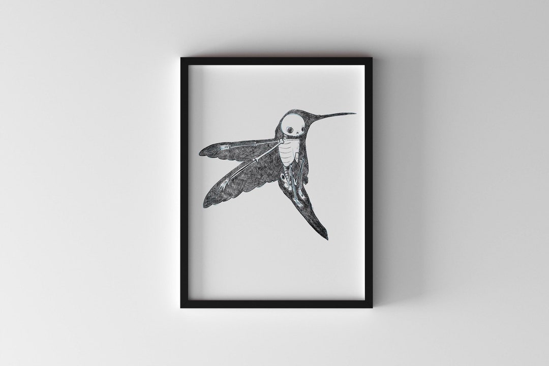 Hummingbird Skeleton Wall Art Print, 8x10 and 5x7 Prints, Nature-themed ...