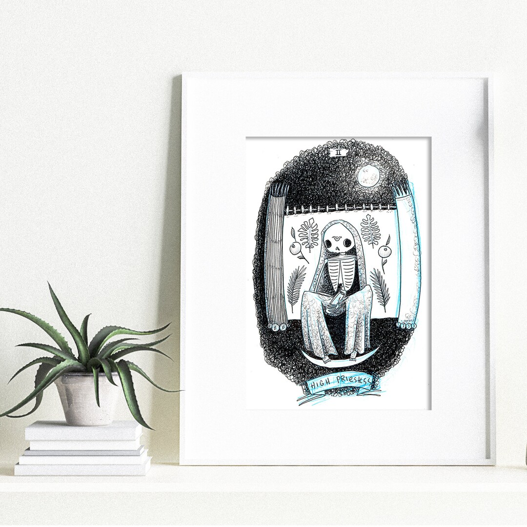 The High Priestess | Skeleton Tarot Collection | Cat Rocketship | Hand ...