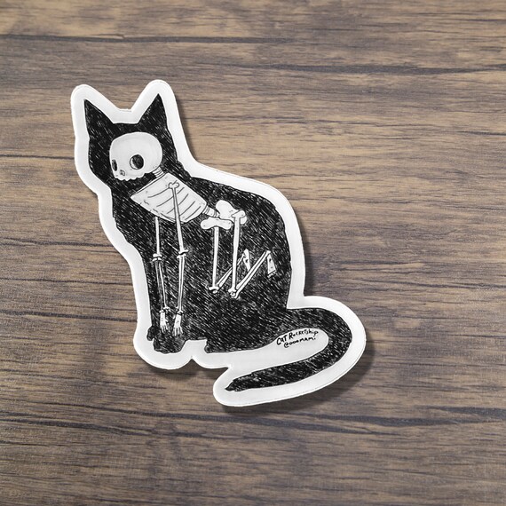 Cat Skeleton Sticker Water Bottle Sticker Laptop Sticker - Etsy