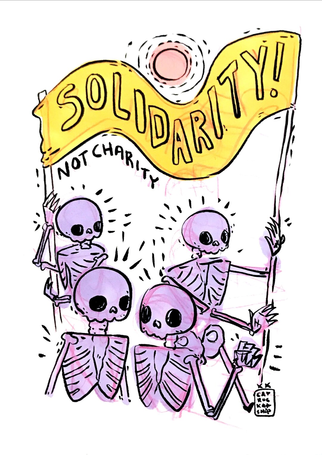 Solidarity Not Charity Print, Skeleton Mutual Aid, Political Art Print ...