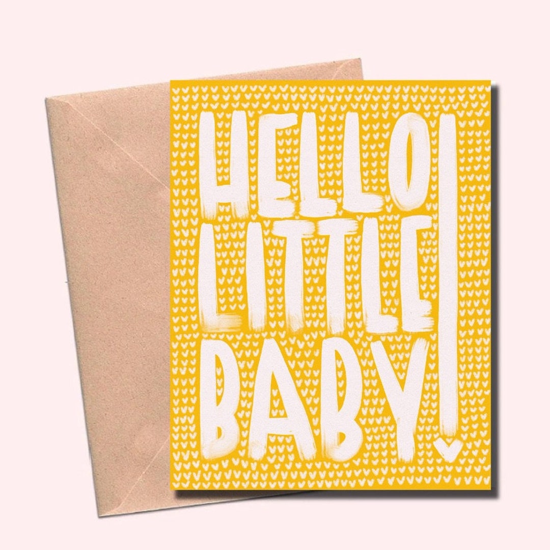 Hello Little Baby Newborn or Baby Announcement Card, Happy Infant Card ...