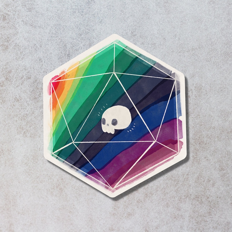 DND Rainbow D20 Sticker Vinyl Waterproof Sticker for Water - Etsy