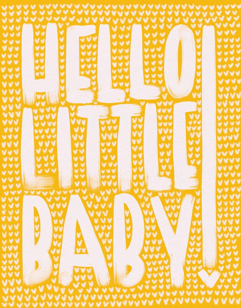 Hello Little Baby Newborn or Baby Announcement Card, Happy Infant Card ...