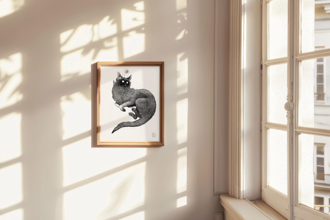 Ghost Cat Spirit Print by Cat Rocketship, Drawing of a Spirit Guide or ...