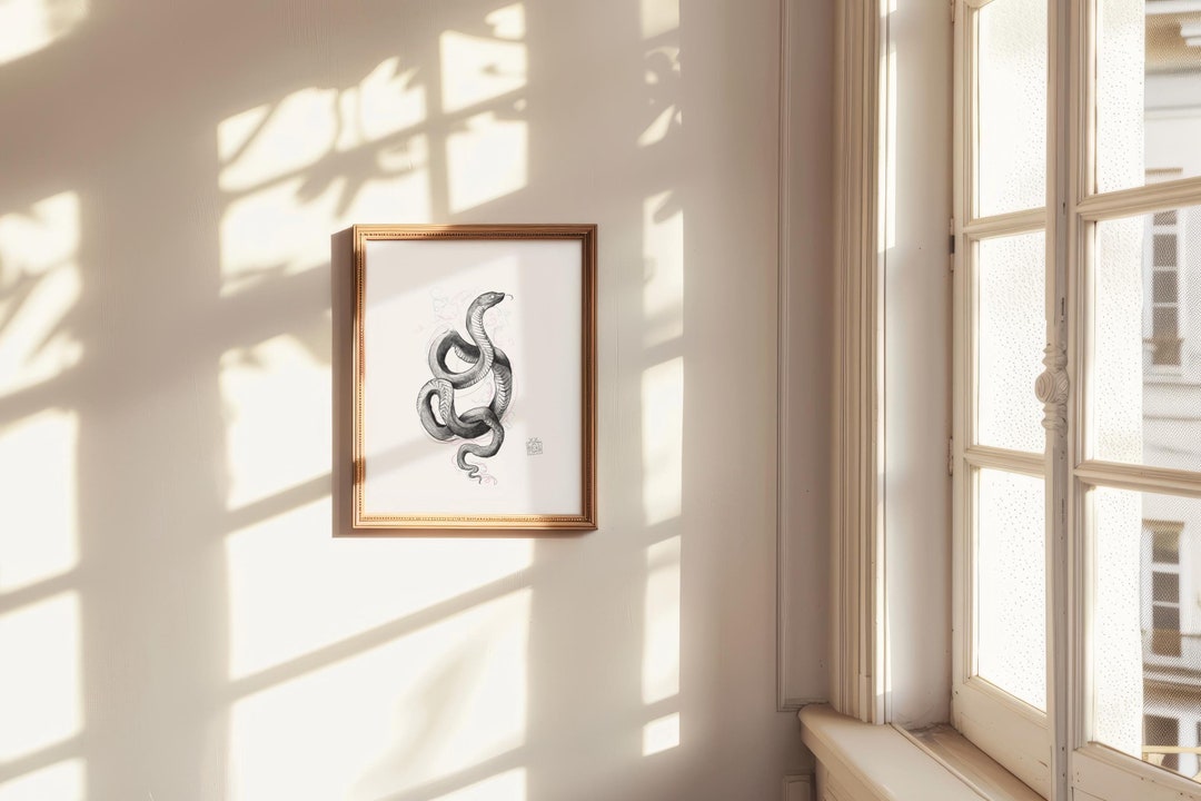 Instant Download: Spirit Snake Print, Pencil Drawing of a Ghost Snake ...