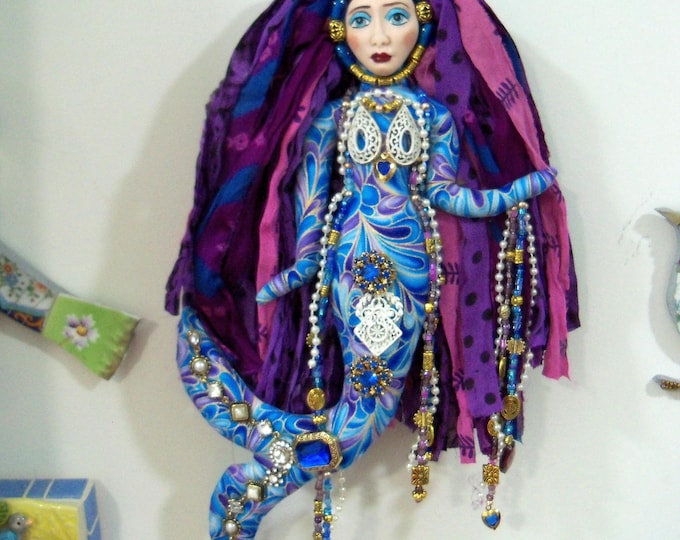 Ooak Precious PEARL Mermaid Handmade Fantasy Beaded Cloth Art Doll 13 ...