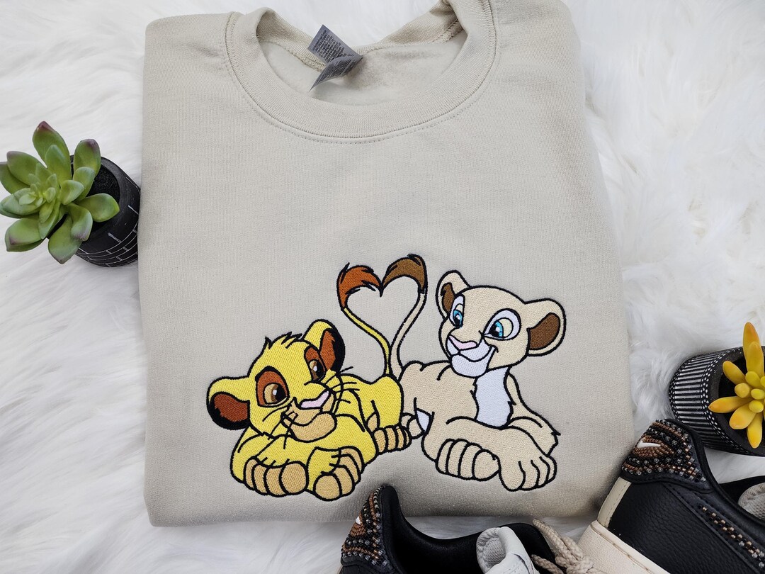 Simba and Nala Couple Sweatshirt, Embroidered Disney Lion King Shirt ...