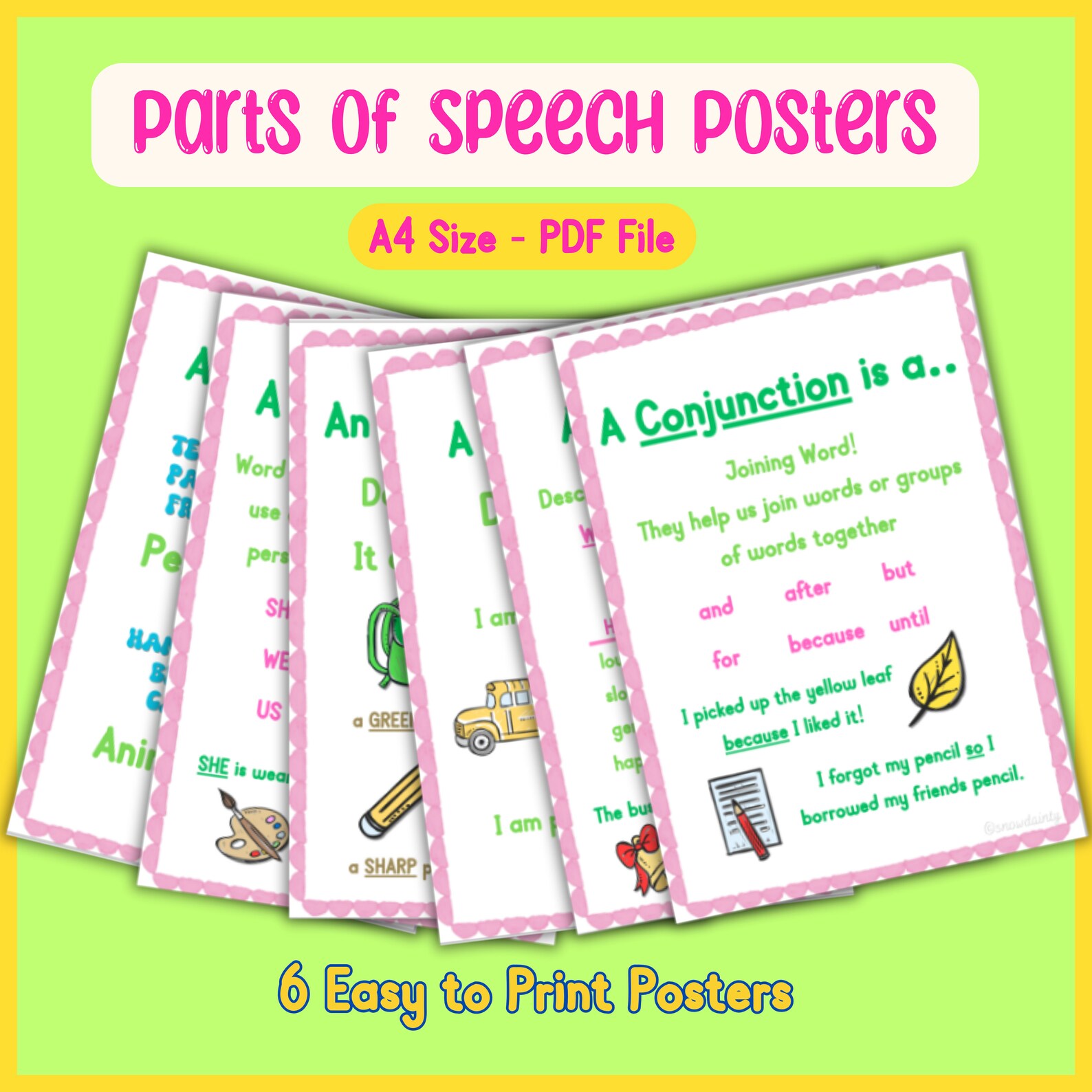 Parts of Speech Posters Printable Nouns, Adjectives, Adverbs, Pronouns ...
