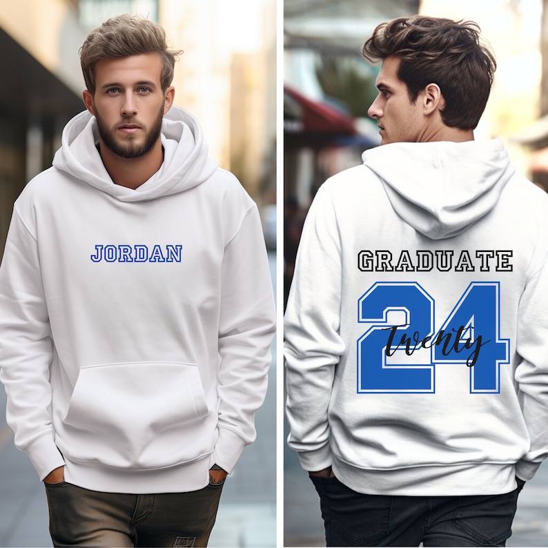 Personalized Graduation Hoodie Customize Graduate’s Name Jersey Style ...