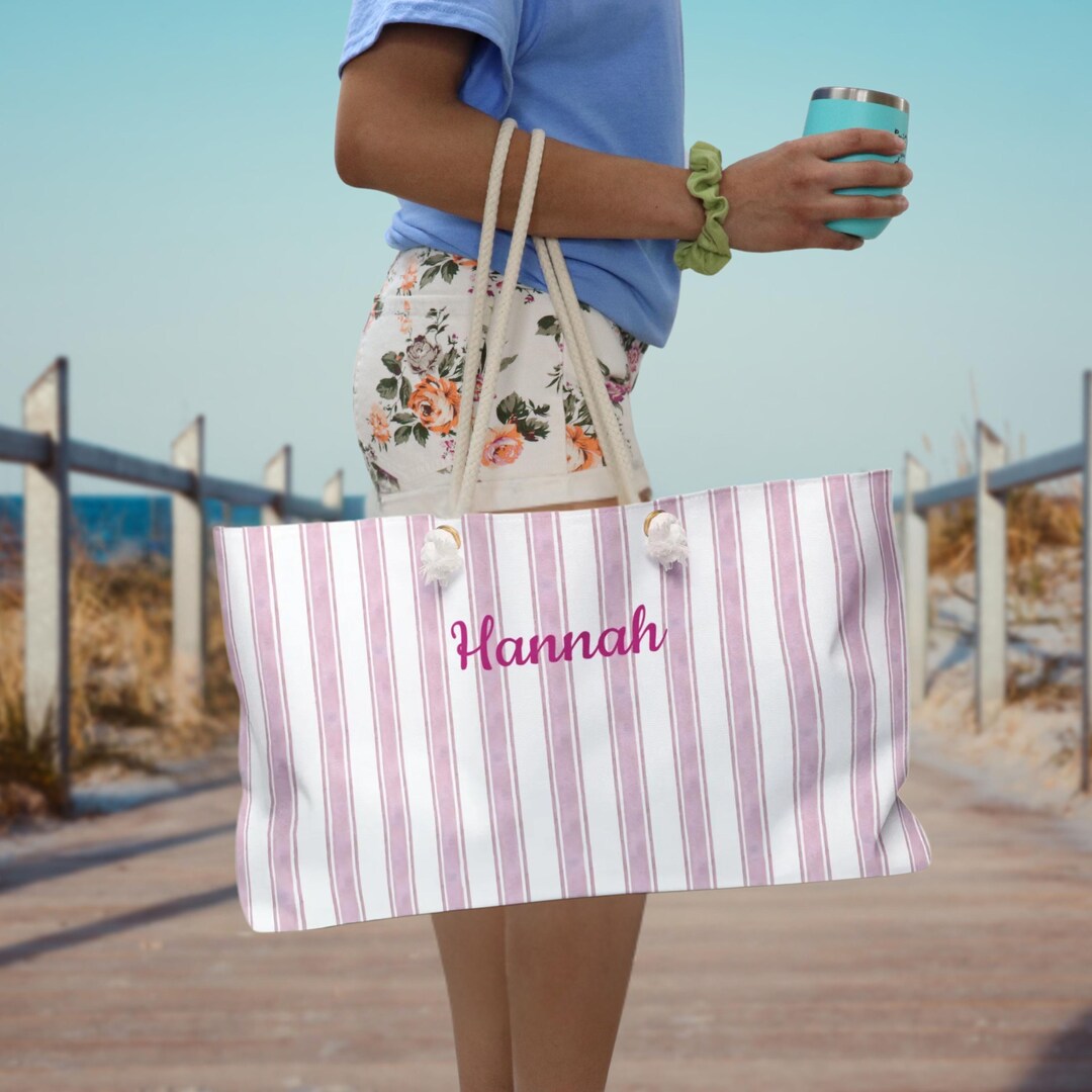Custom Beach Bag, Beach Bag Personalized Beach Bag Monogram Striped ...