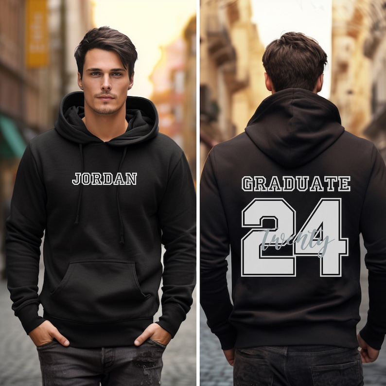 Personalized Graduation Hoodie Customize Graduate’s Name Jersey Style ...