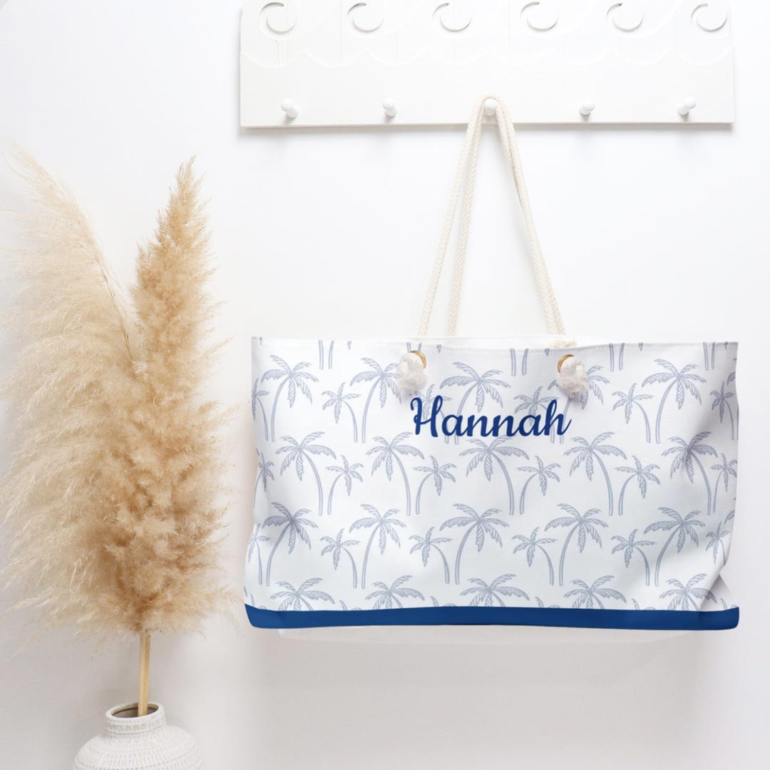 Custom Beach Bag Personalized Beach Bag Monogram Palm Tree Weekender ...