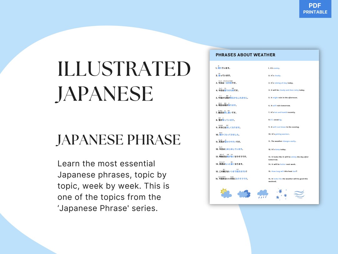 Japanese Phrases About Weather, Basic Japanese, Japanese Learning ...
