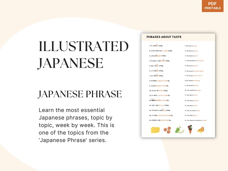 Japanese Phrases About Taste, Basic Japanese, Japanese Learning ...
