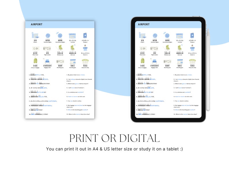 Airport Japanese, Situational Japanese, Japanese Learning Worksheet ...