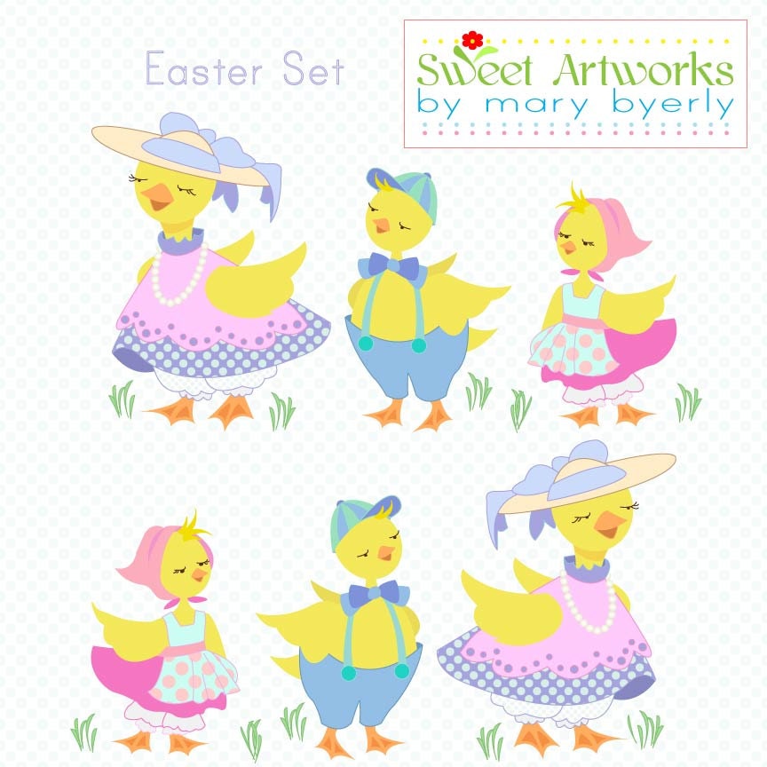 INSTANT DOWNLOAD Diy Digital Printable Clip Art Easter Chicks 300 Dpi ...