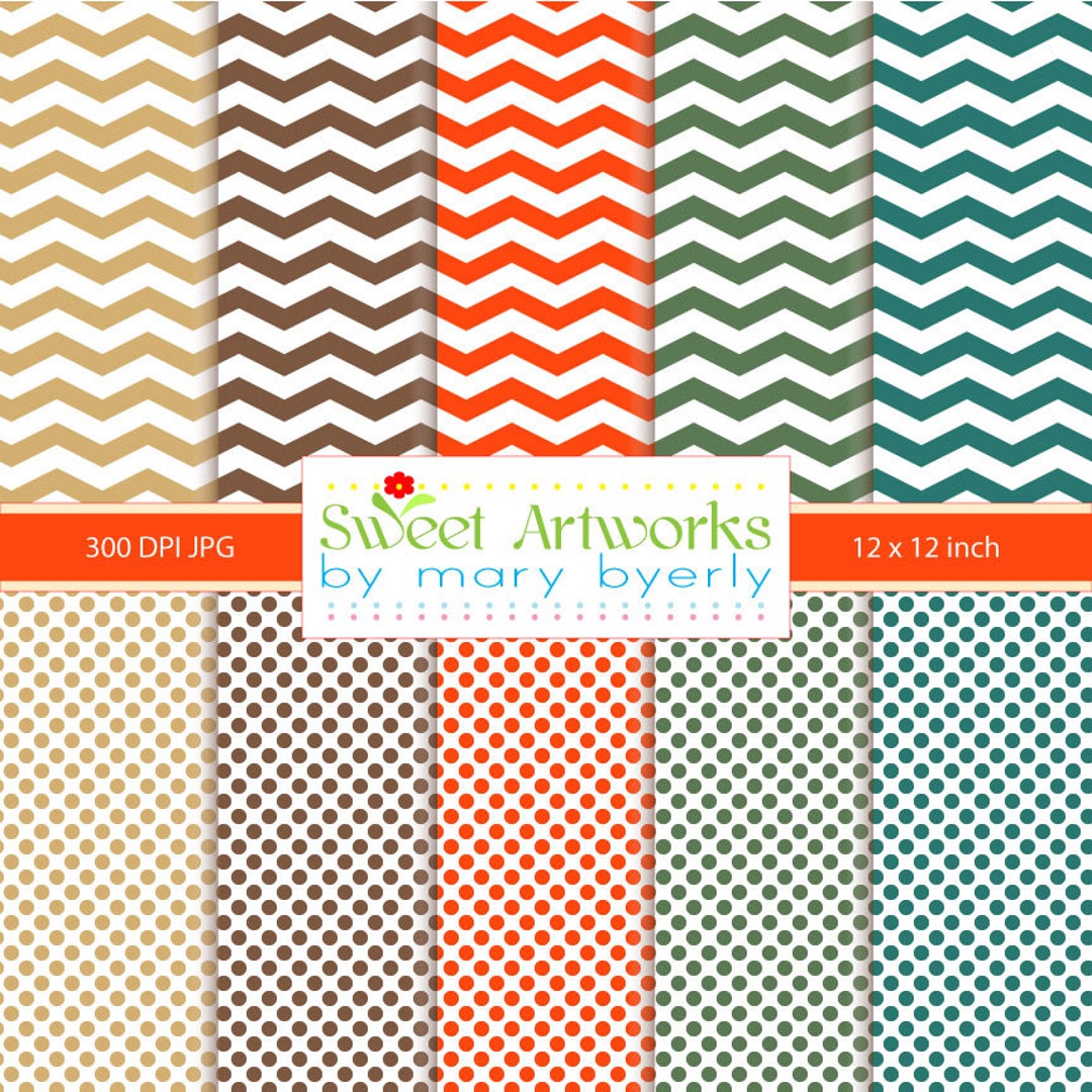 Chevron and Polka Dot Papers - Scrapbook Printable (digital Download ...