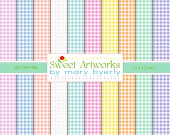 Bright Pastel Gingham Digital Paper and Background Images - Etsy