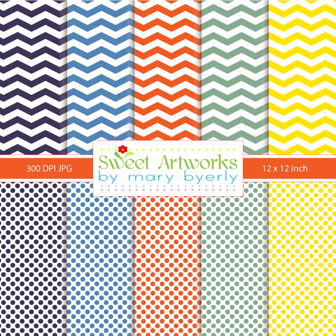 Chevron and Polka Dot Papers – Scrapbooking Printable (digital Download ...