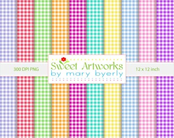Bright Pastel Gingham Digital Paper and Background Images - Etsy