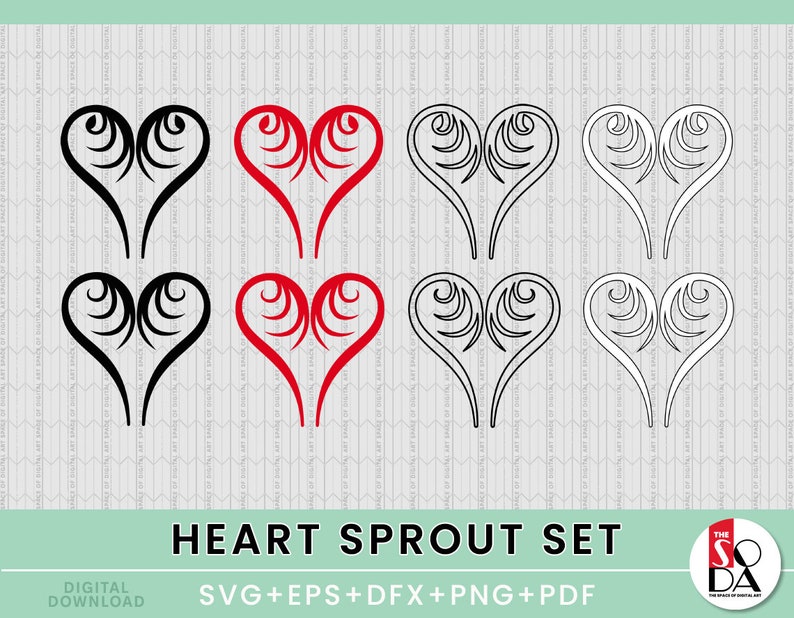 Heart Sprout, Heart Outline Svg, Love Svg, Sprout Svg, Valentine Svg ...
