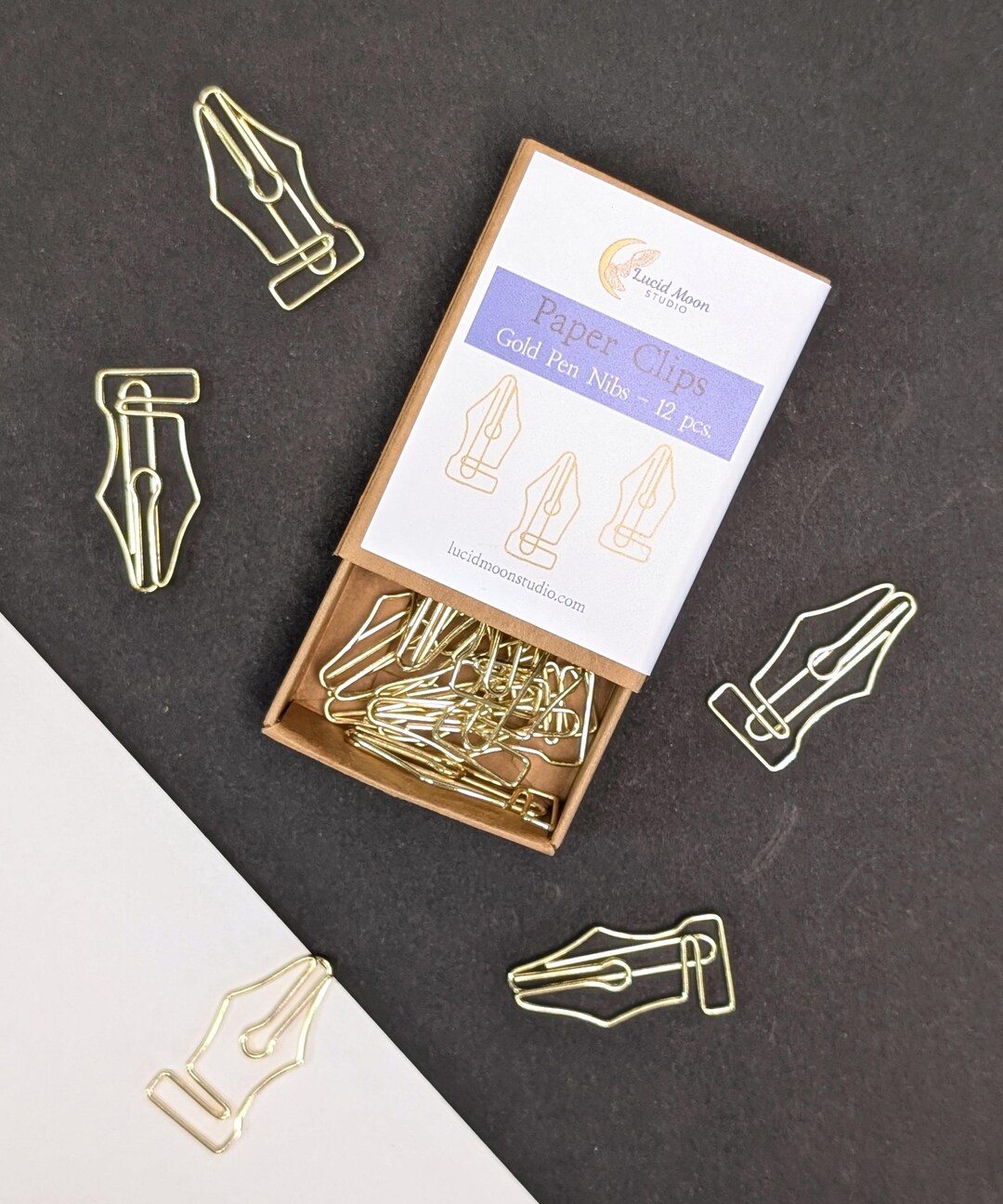 Boxed Gold Pen Nibs Paper Clips: 12 Count, Letter Writing, Office ...