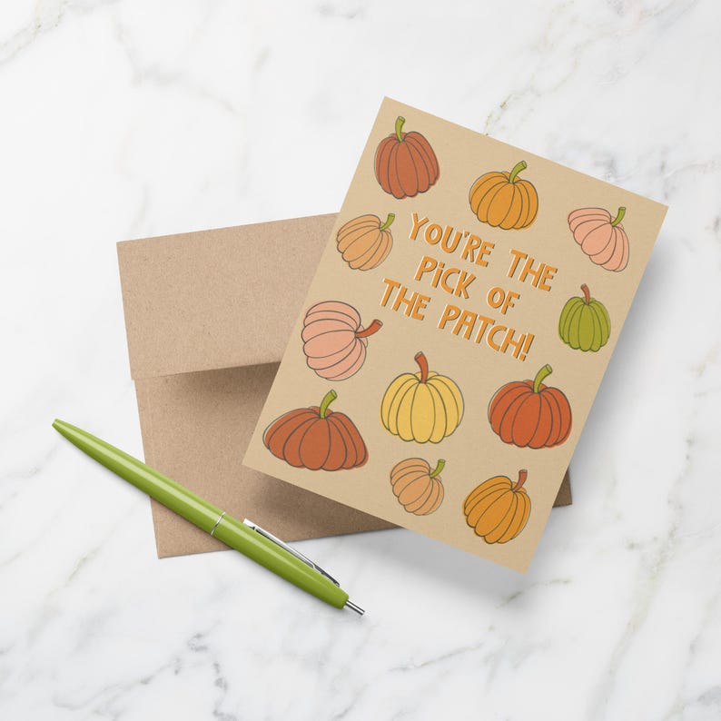 Pumpkin Patch Card | Pumpkin Greeting Card, Fall Aesthetic Card, Cute ...