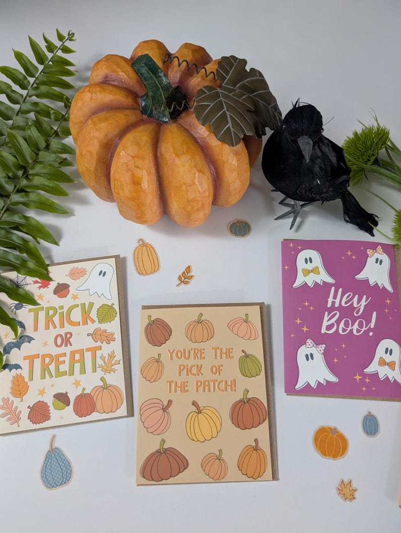 Pumpkin Patch Card | Pumpkin Greeting Card, Fall Aesthetic Card, Cute ...