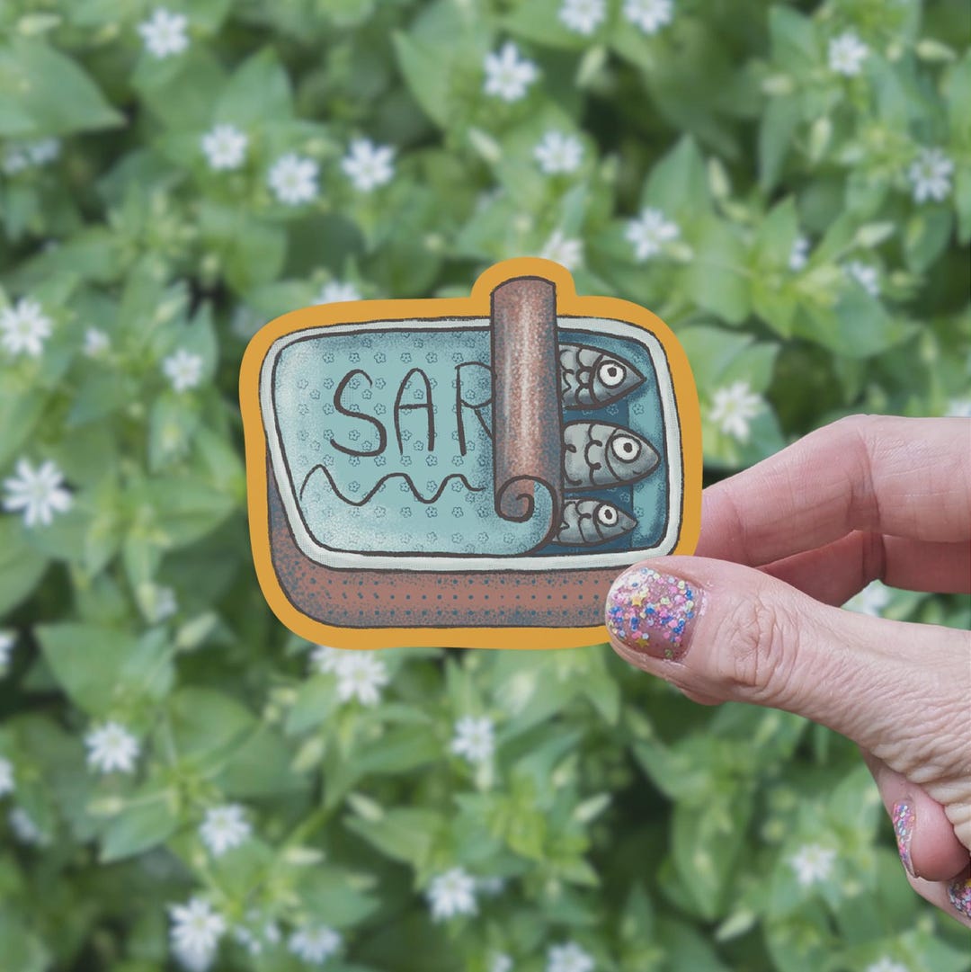 Sardines in a Tin Sticker | Fish Sticker, Mediterranean Sticker, Canned ...