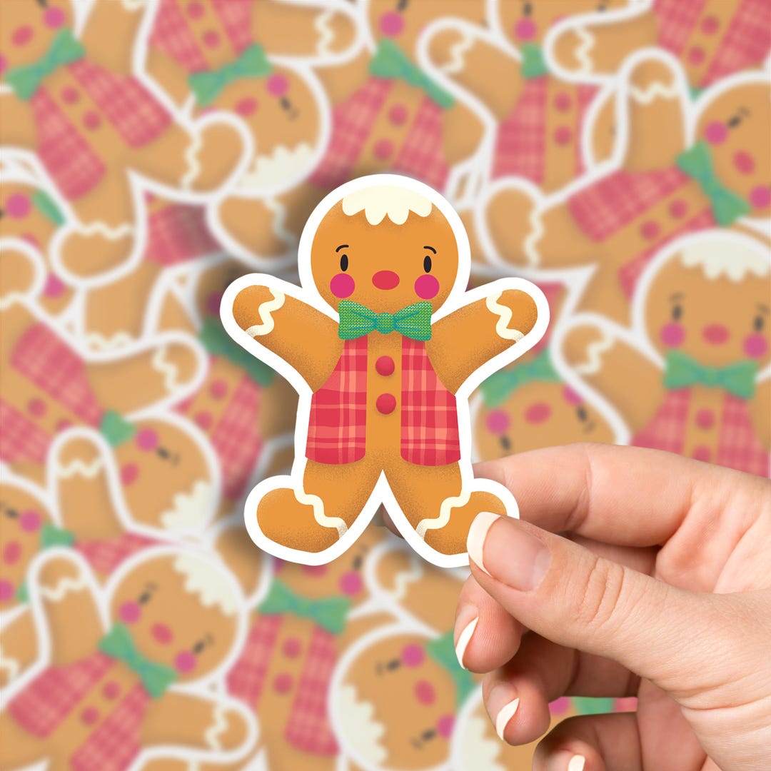 Gingerbread Boy Matte Vinyl Sticker Gingerbread Sticker, Gingerbread ...