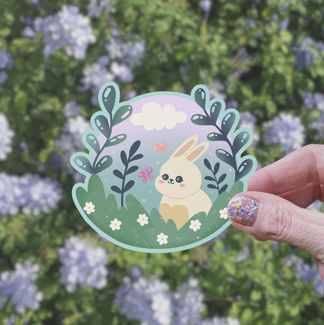 Cute Kawaii Bunny Sticker | Cute Bunny Sticker, Kawaii Sticker, Nature ...