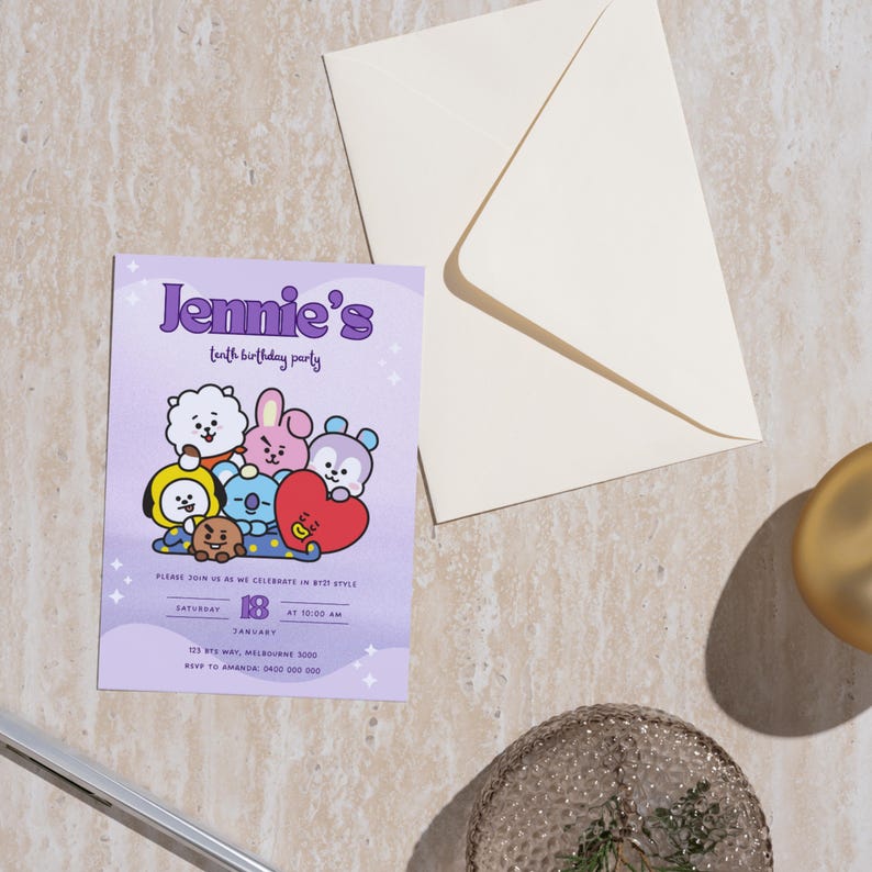 BT21 Birthday Invitation – Editable Canva Template | Instant Download ...