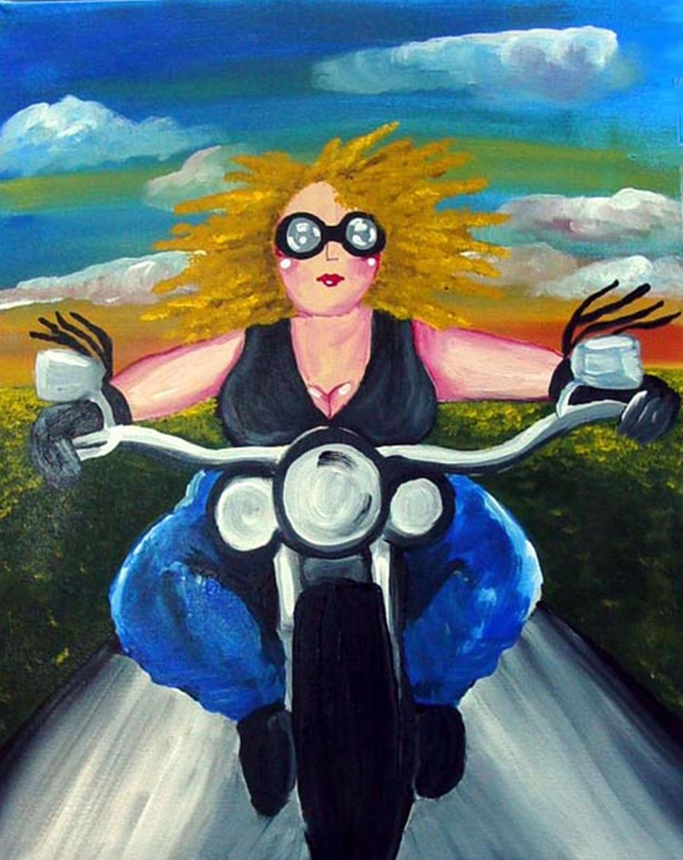 Biker Chick Harley Diva Colorful Humor Fun Giclee Print - Etsy