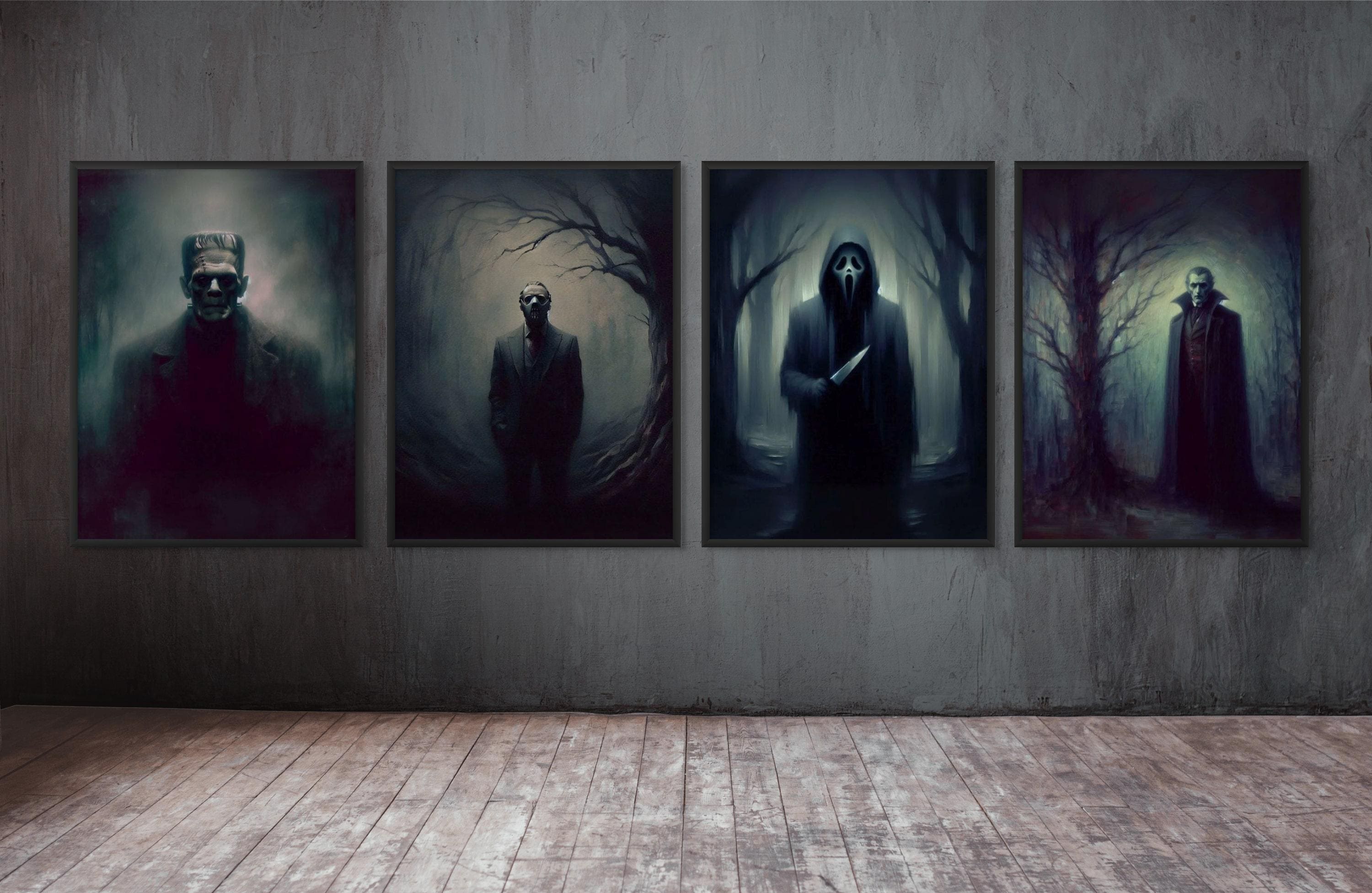 Halloween Villain Art Bundle, Scary Halloween Decor, Ghost Painting ...