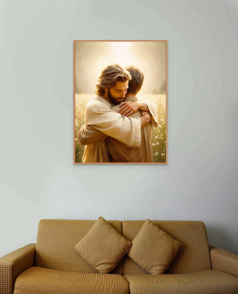 His Gentle Love, Digital Christian Art, Jesus and Man, Jesus Painting ...