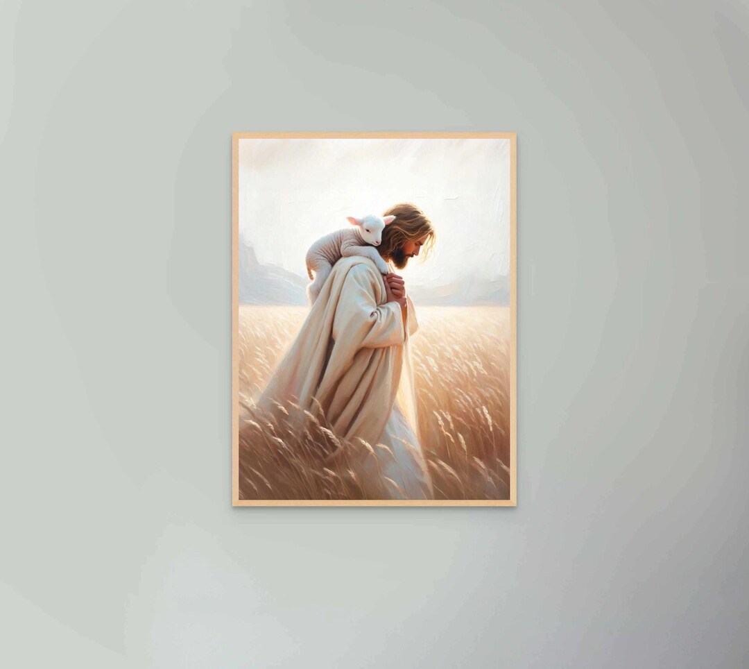 Shepherd's Love, Modern Christian Art, Jesus and the Lamb, Jesus Wall ...