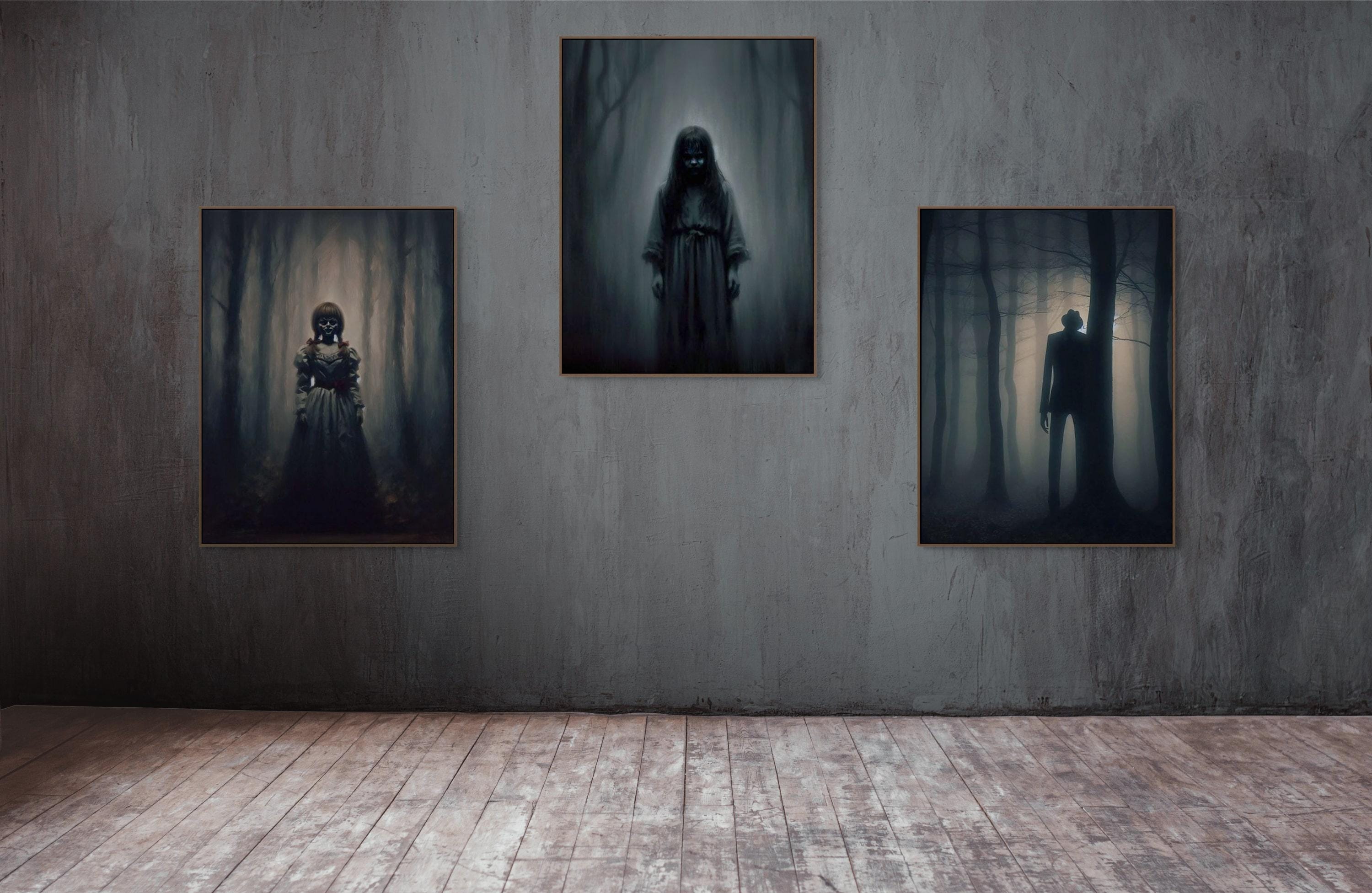 Halloween Villain Art Bundle, Scary Halloween Decor, Ghost Painting ...