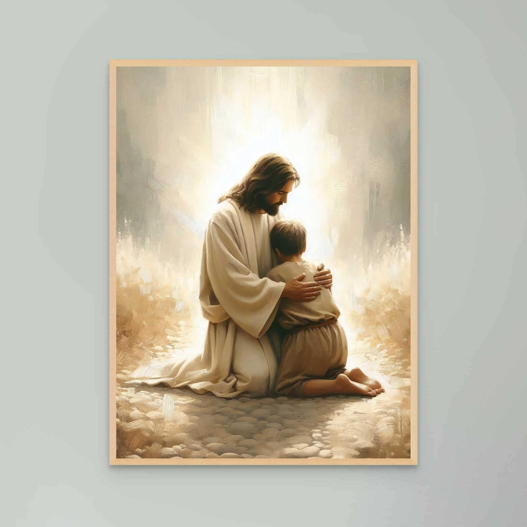 Christ Loves Him, Modern Christian Art, Jesus With Boy, Picture of ...