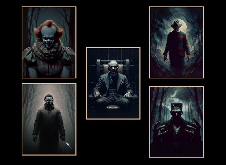 Scariest Halloween Villains Bundle, Halloween Art, Horror Movie Villain ...