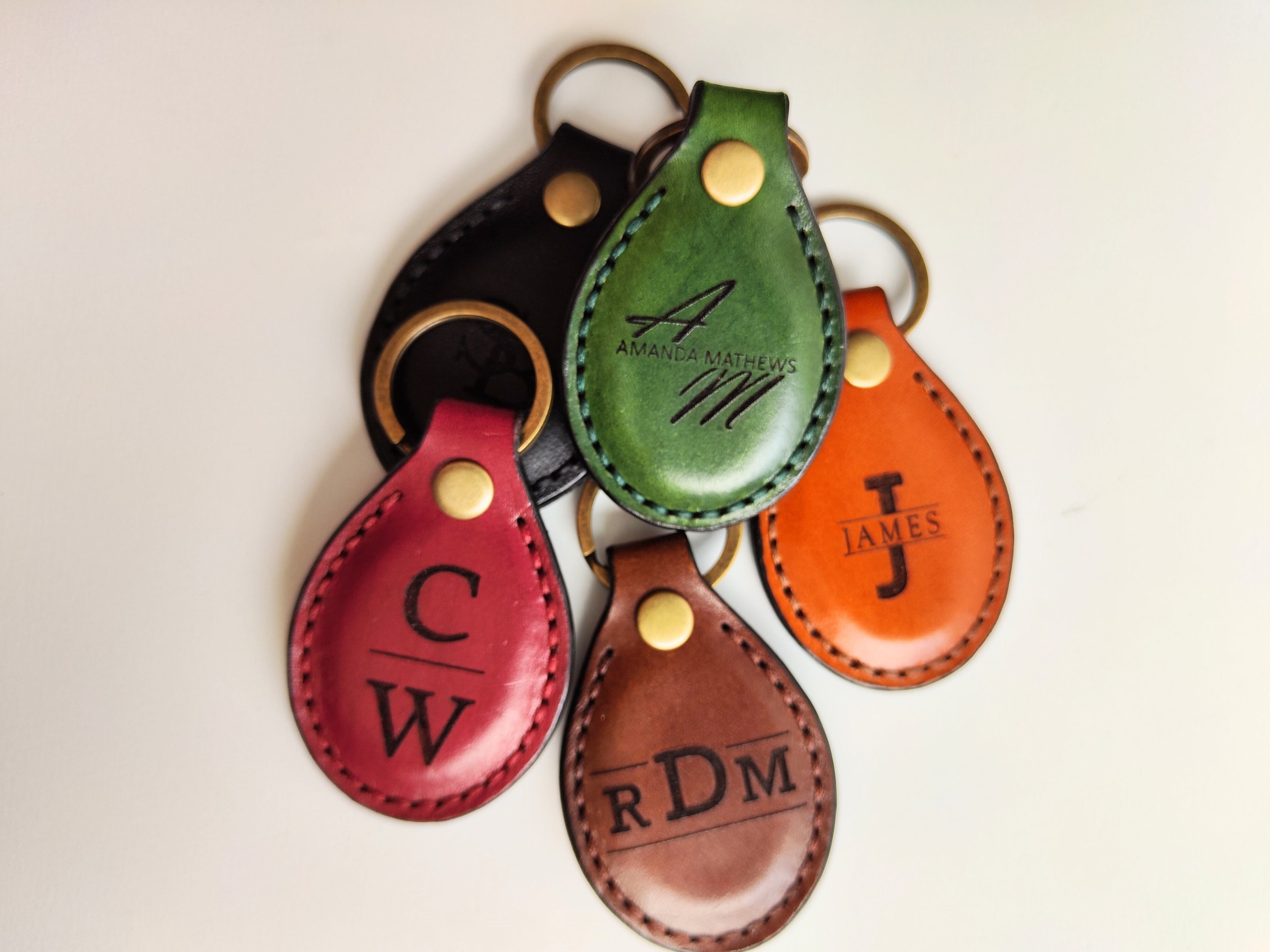 Personalized Leather Keychain With Custom Logo Engraved Key Ring ...