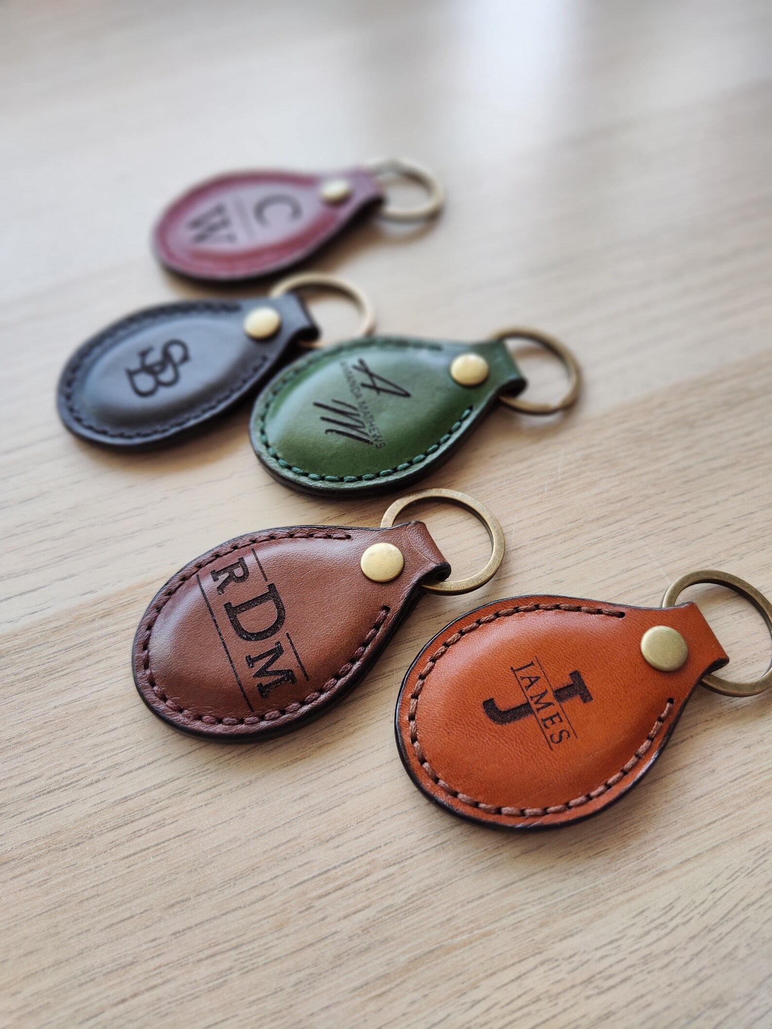 Personalized Leather Keychain With Custom Logo Engraved Key Ring ...