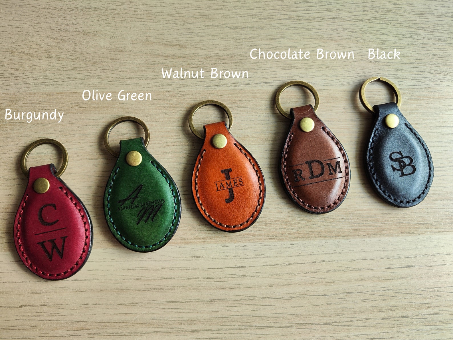 Personalized Leather Keychain With Custom Logo Engraved Key Ring ...