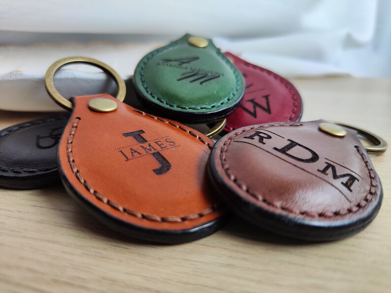 Personalized Leather Keychain With Custom Logo Engraved Key Ring ...