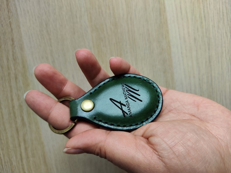 Personalized Leather Keychain With Custom Logo Engraved Key Ring ...